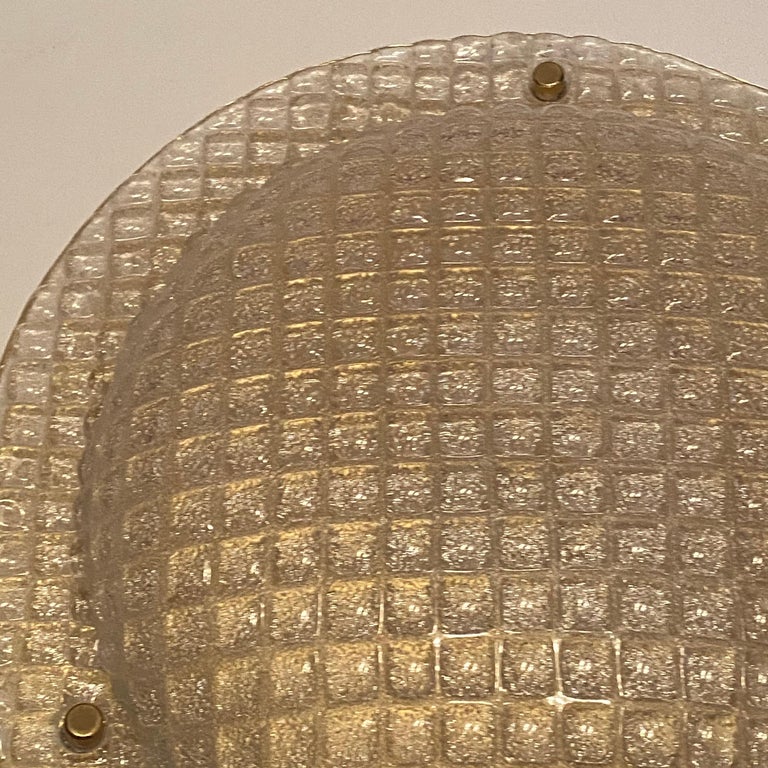 Huge Monumental 1960s Brass and Textured Glass Flush mount, Fischer ...