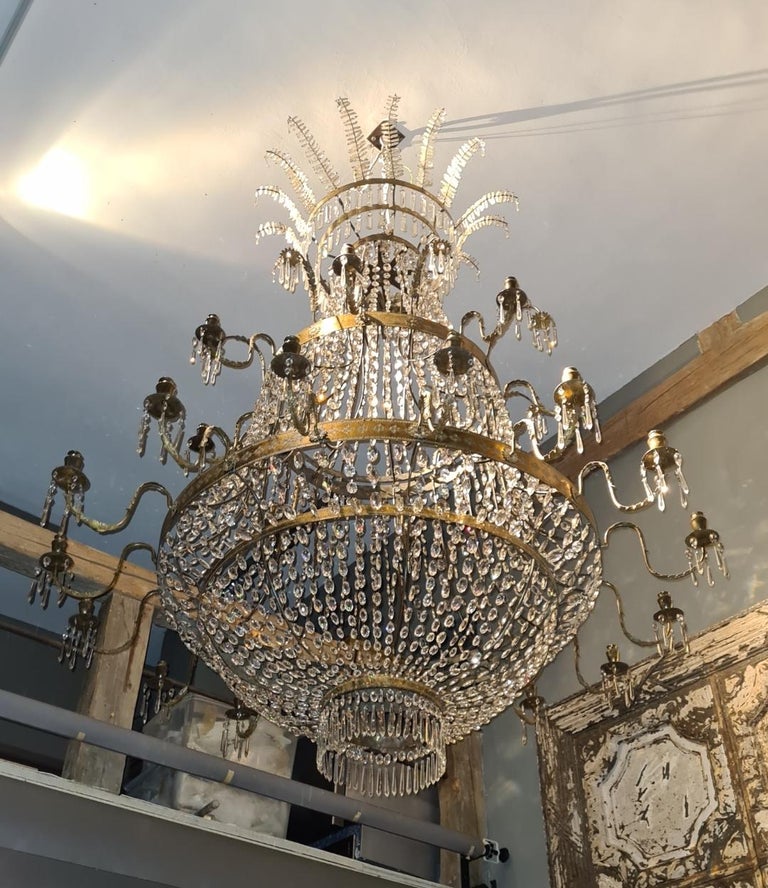 Huge Neoclassical Italian Chandelier with a Rich Crystal Hanging ...