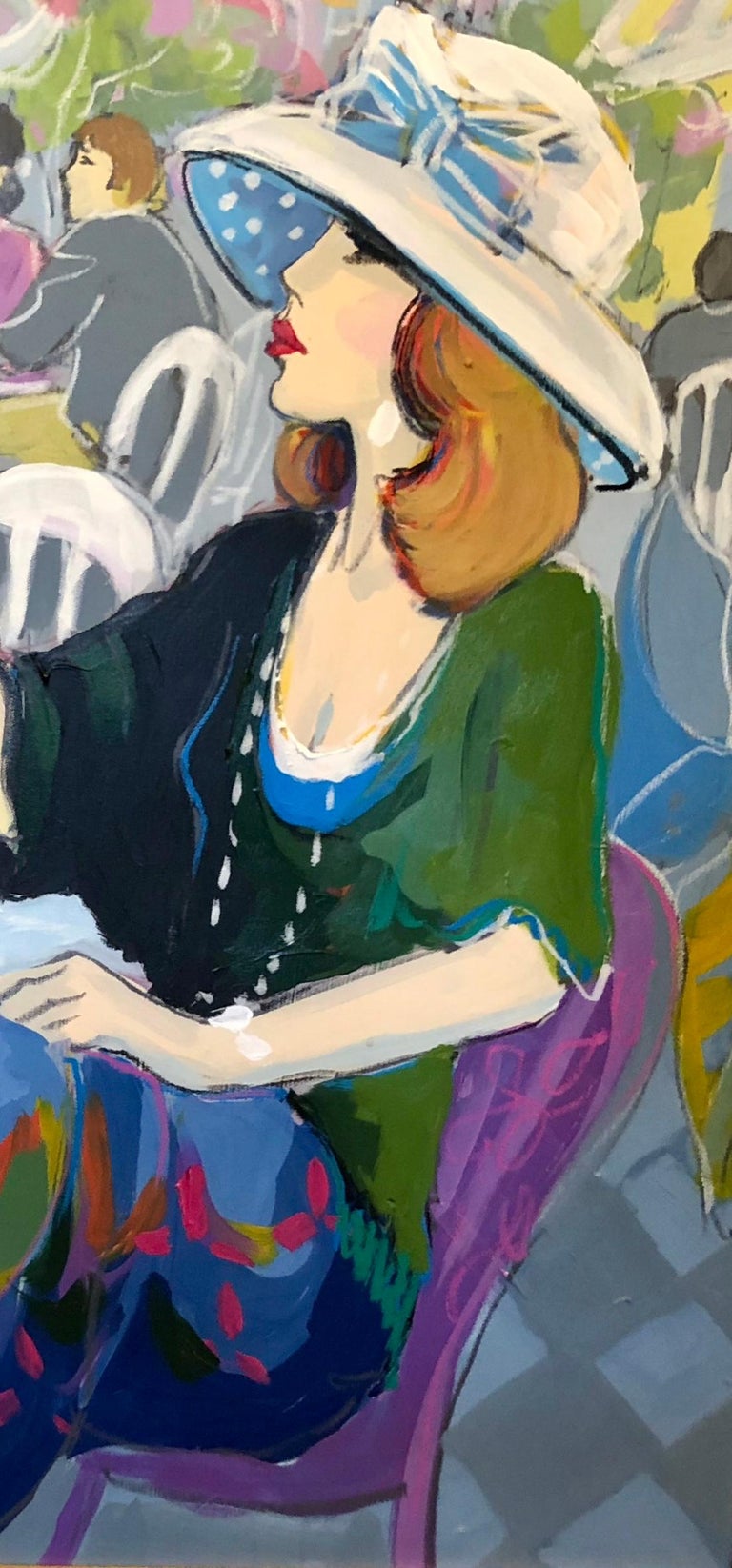 Huge Original Isaac Maimon Oil Painting of a Jazzy Parisian Al Fresco ...