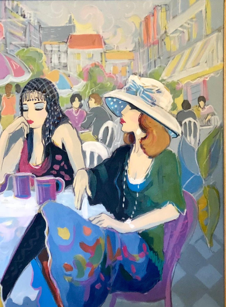 Huge Original Isaac Maimon Oil Painting of a Jazzy Parisian Al Fresco ...