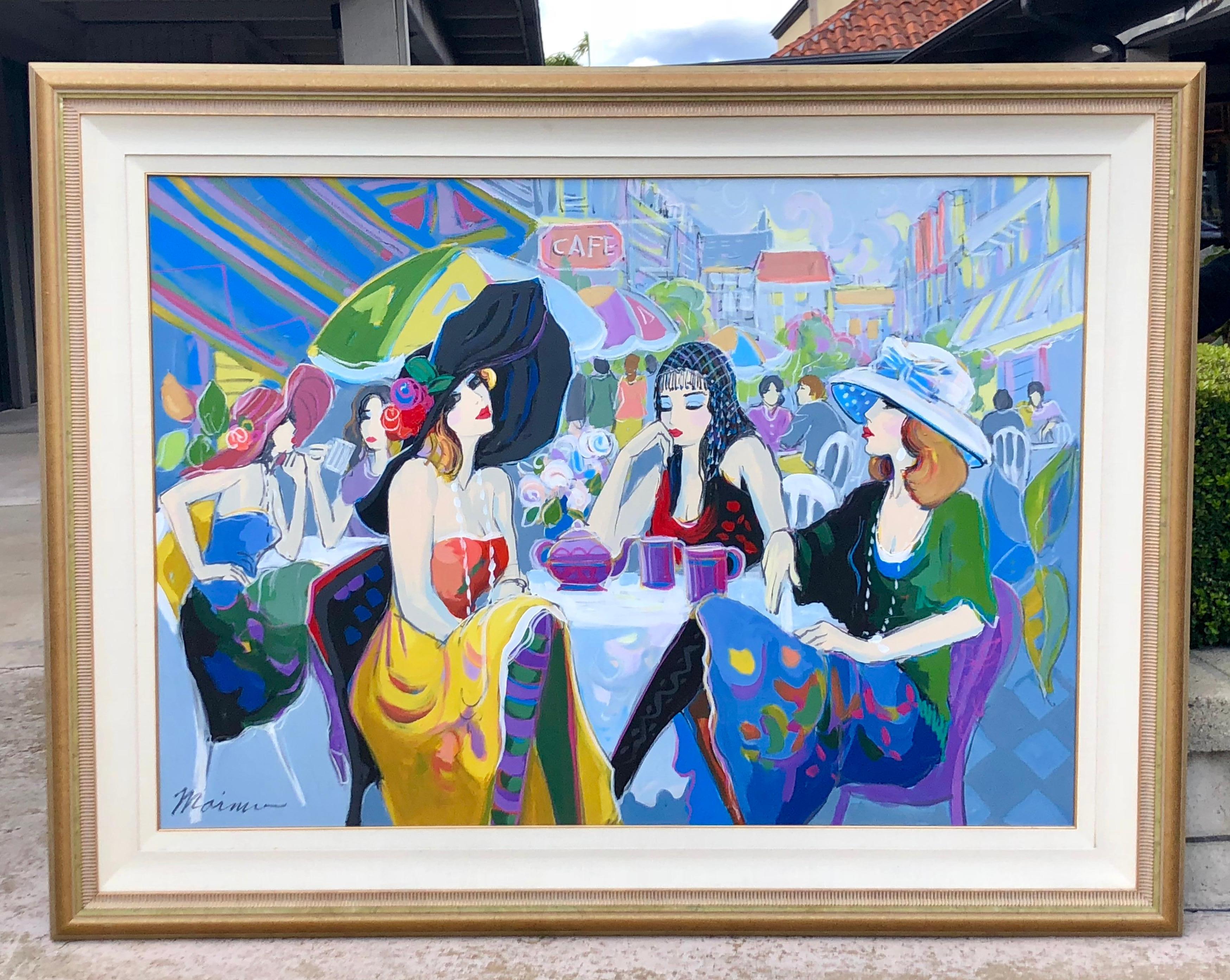 Huge Original Isaac Maimon Oil Painting of a Jazzy Parisian Al Fresco ...