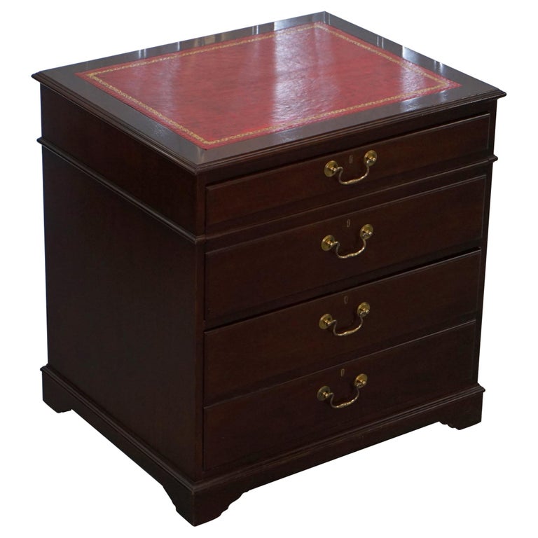 Huge Oversized Mahogany Oxblood Leather Double Filing Cabinet, Files Go ...