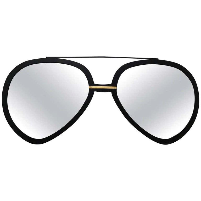 Huge Pair of Aviator Sunglasses Mirror in Black Matte Frame at 1stDibs
