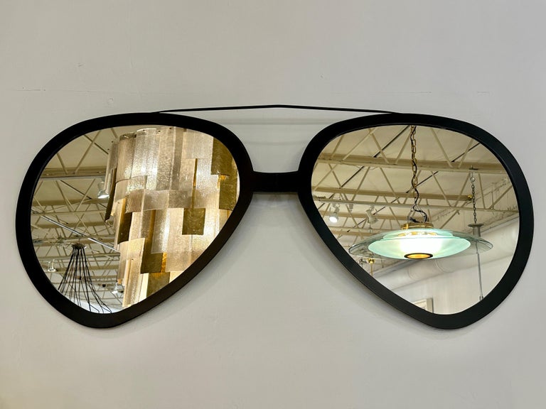Huge Pair of Aviator Sunglasses Mirror in Black Matte Frame For Sale at ...