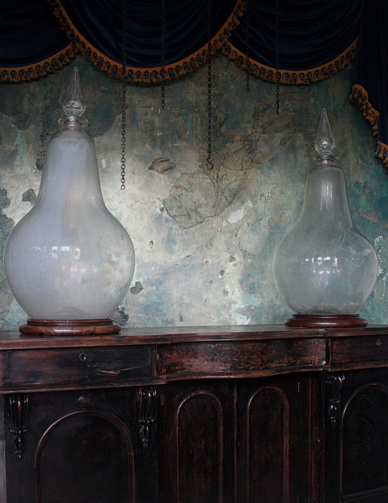 Huge Pair of Glass Chemist Display Carboys Trade Sign Apothecary ...