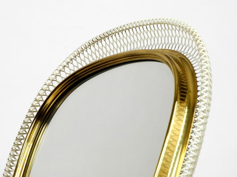 Huge Portable Mid-Century Modern Table Mirror with Brass Foot, Metal ...