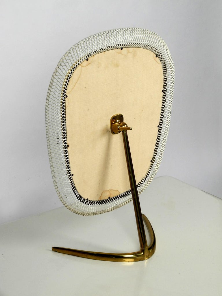 Huge Portable Mid-Century Modern Table Mirror with Brass Foot, Metal ...