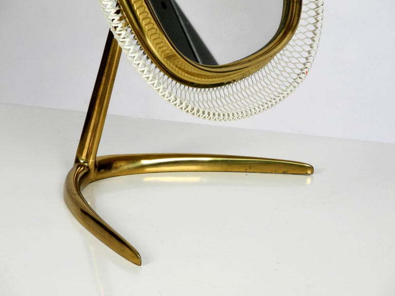 Huge Portable Mid-Century Modern Table Mirror with Brass Foot, Metal ...