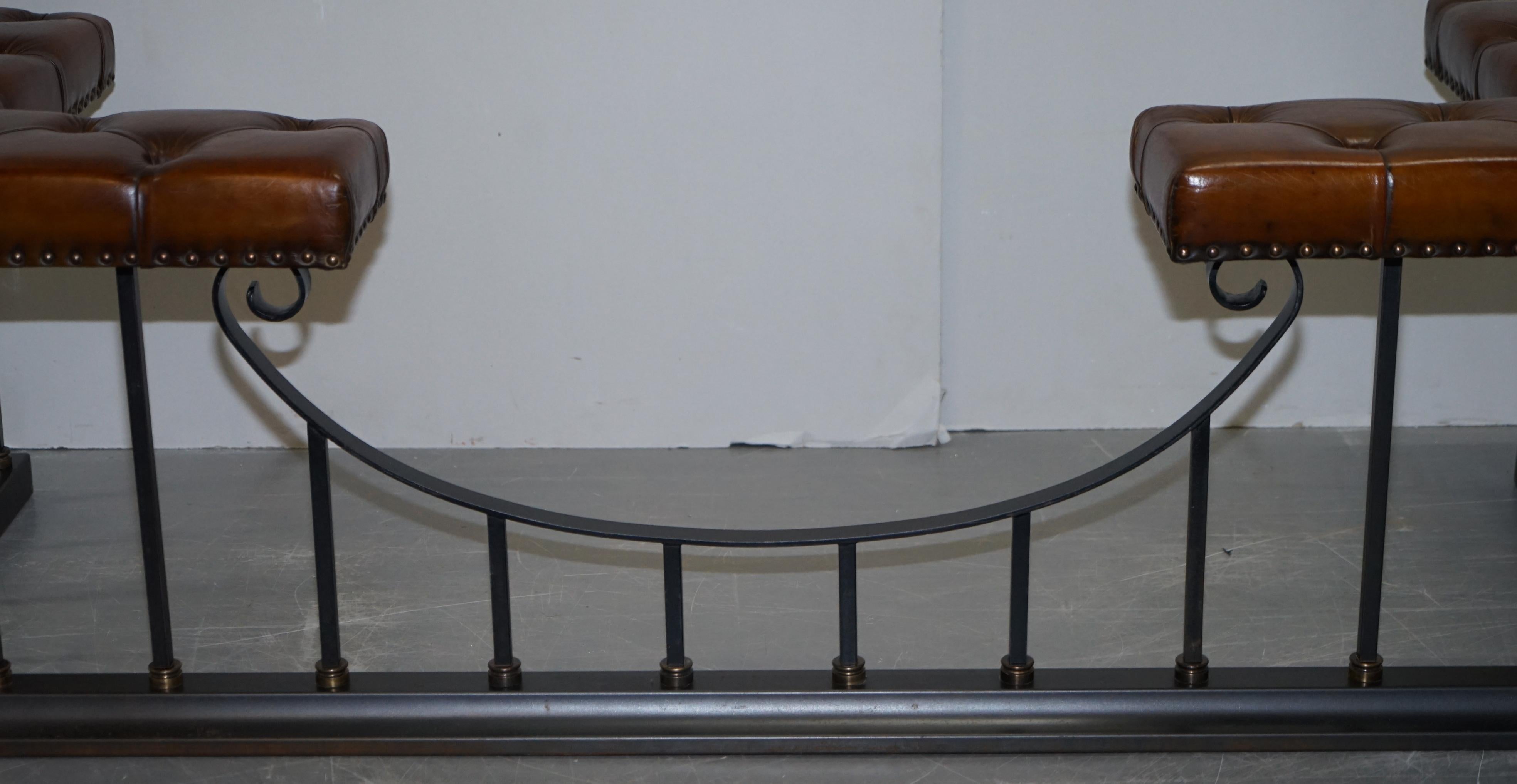 Huge Restored Chesterfield Vintage Aged Brown Leather Fireplace Club ...