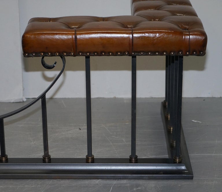 Huge Restored Chesterfield Vintage Aged Brown Leather Fireplace Club ...