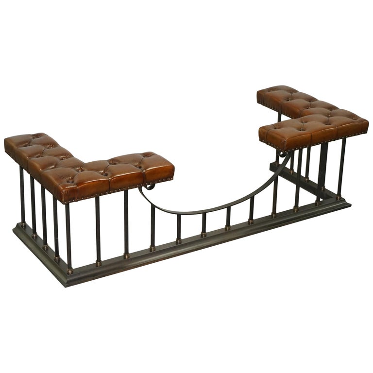 Huge Restored Chesterfield Vintage Aged Brown Leather Fireplace Club ...