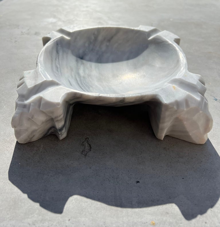 Huge Sculptural Aztec Marble Ashtray with Faces, 1960s For Sale at 1stDibs