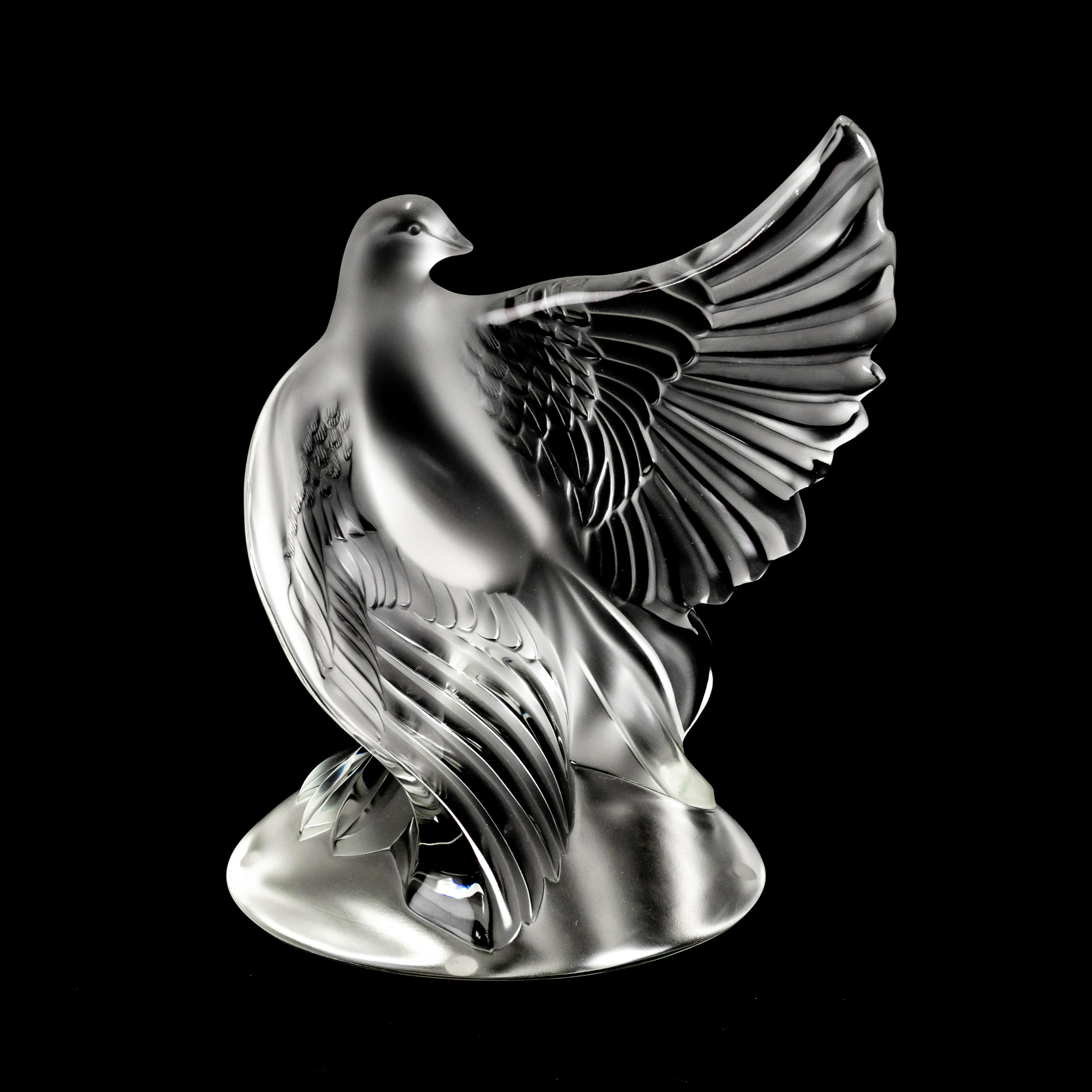 Huge Signed Marie-Claude Lalique "Dea" Peace Dove Crystal Sculpture ...