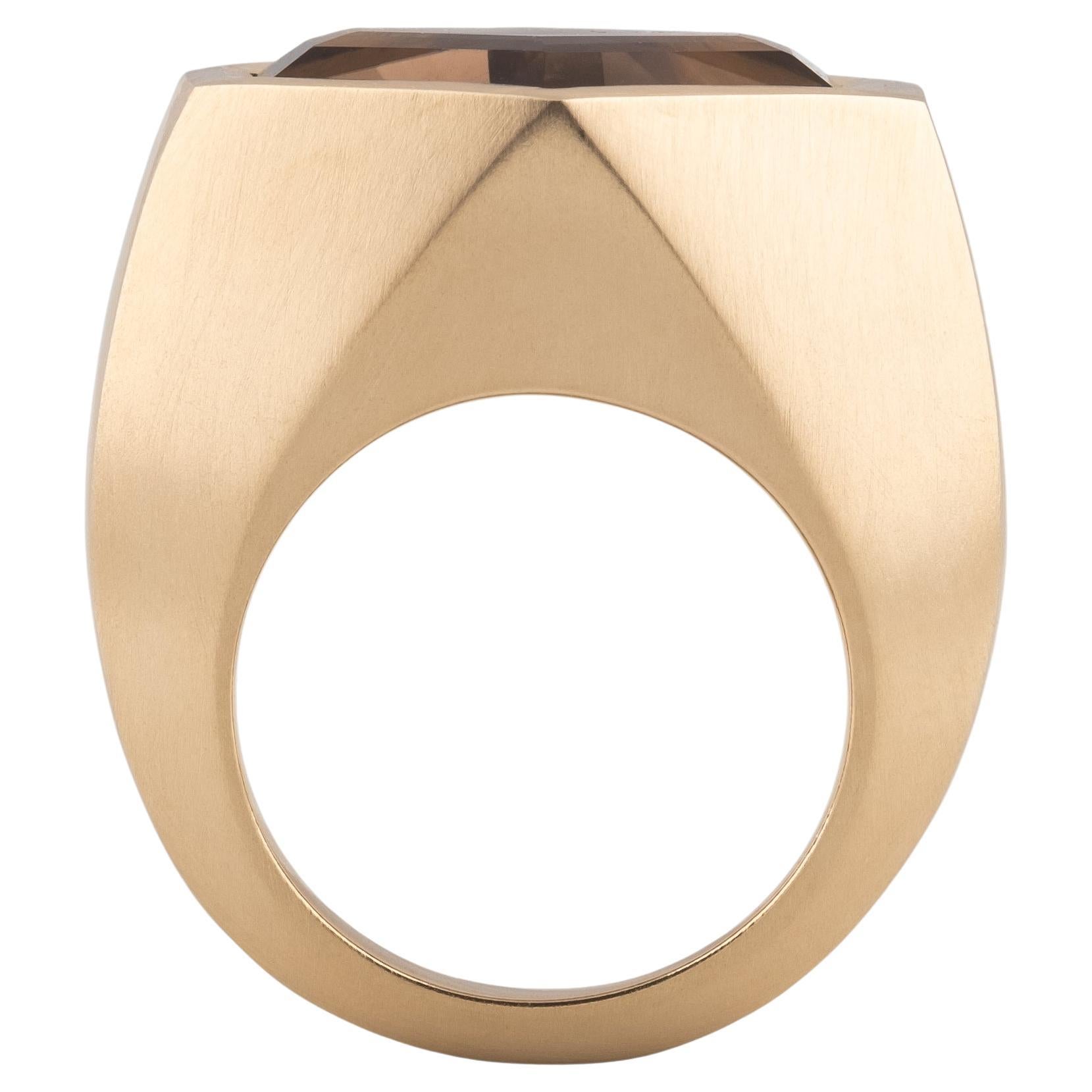 White Gold Men's Ink Ring with Smoky Quartz by the Artist For Sale at ...