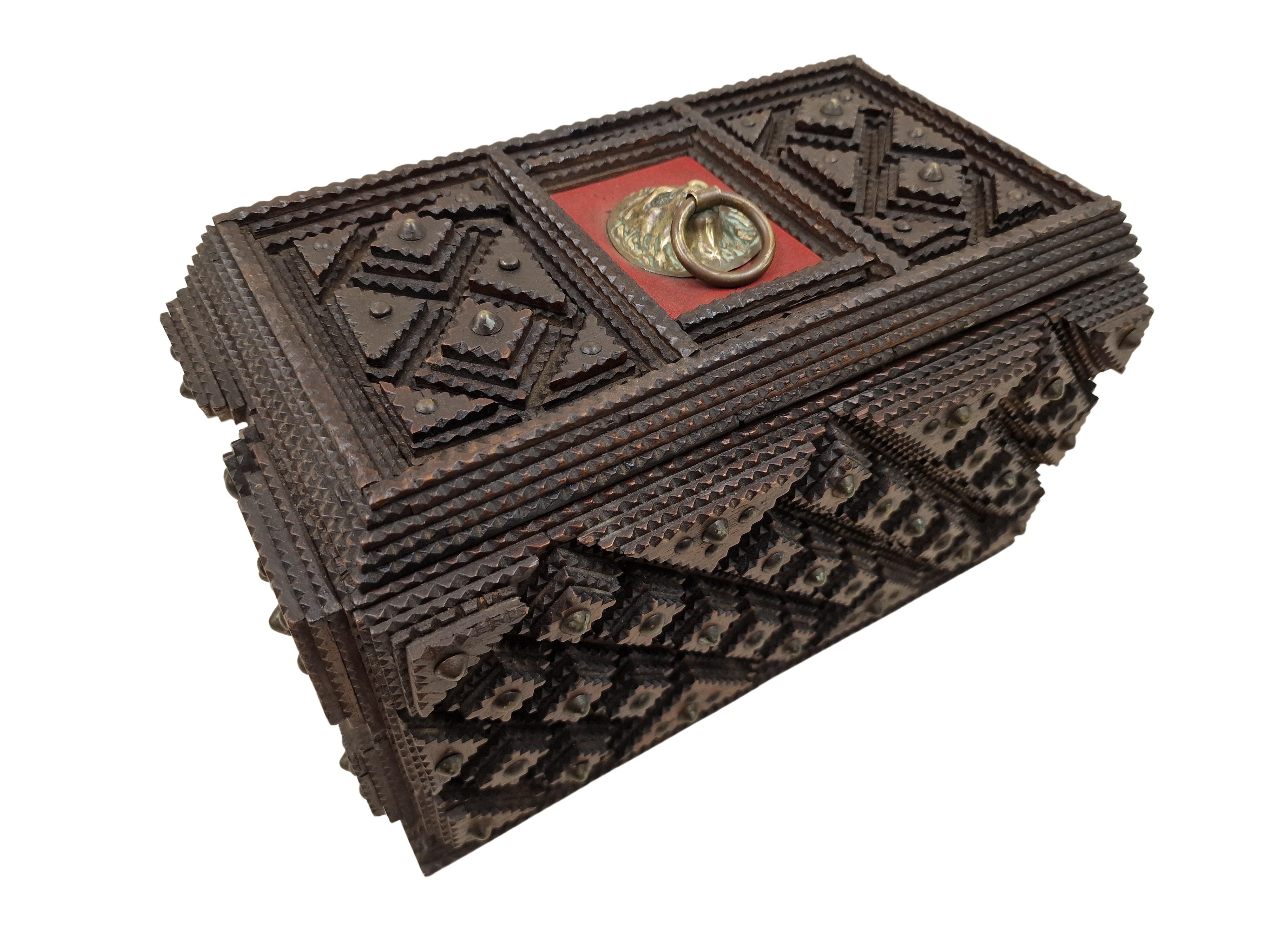 Huge spectacular rare box, casket, tramp art, folk art, 1885, Austria ...