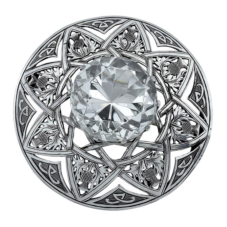 Huge Sterling and Crystal Scottish Thistle Pin at 1stDibs