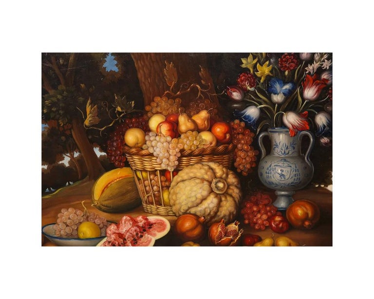 Huge Still Life Oil on Canvas Painting in the Style of Luis Melendez ...