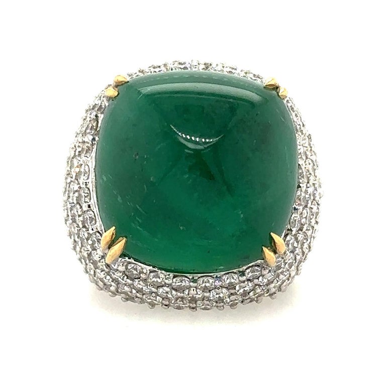 Huge Sugarloaf Cab Emerald Ring For Sale at 1stDibs