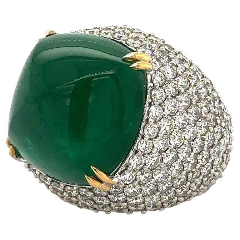 Huge Sugarloaf Cab Emerald Ring For Sale at 1stDibs