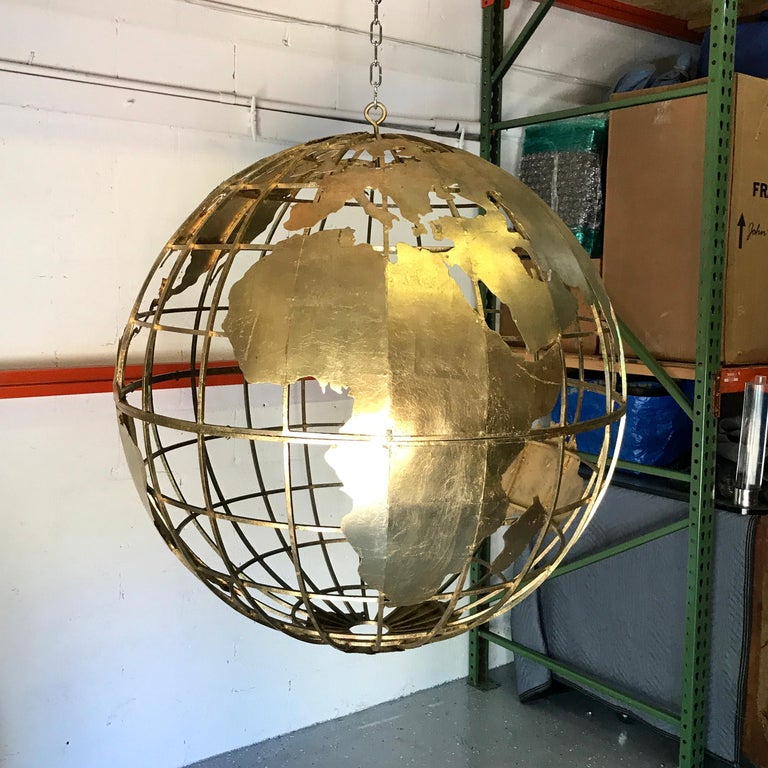 Huge Three Dimensional Gilt Metal World Globe Sculpture at 1stDibs ...