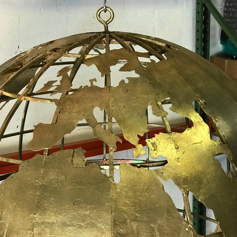 Huge Three Dimensional Gilt Metal World Globe Sculpture at 1stDibs ...