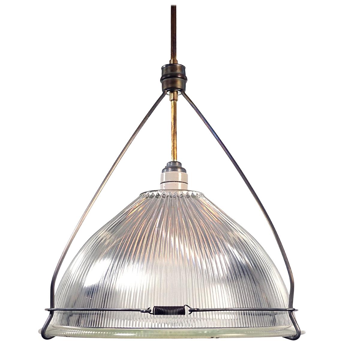 Classic Holophane Glass Pendant Light at 1stdibs