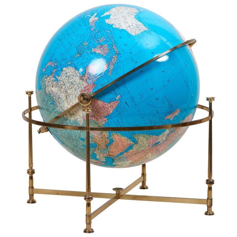 Huge Vintage Illuminated Globe with Brass Stand For Sale at 1stDibs ...