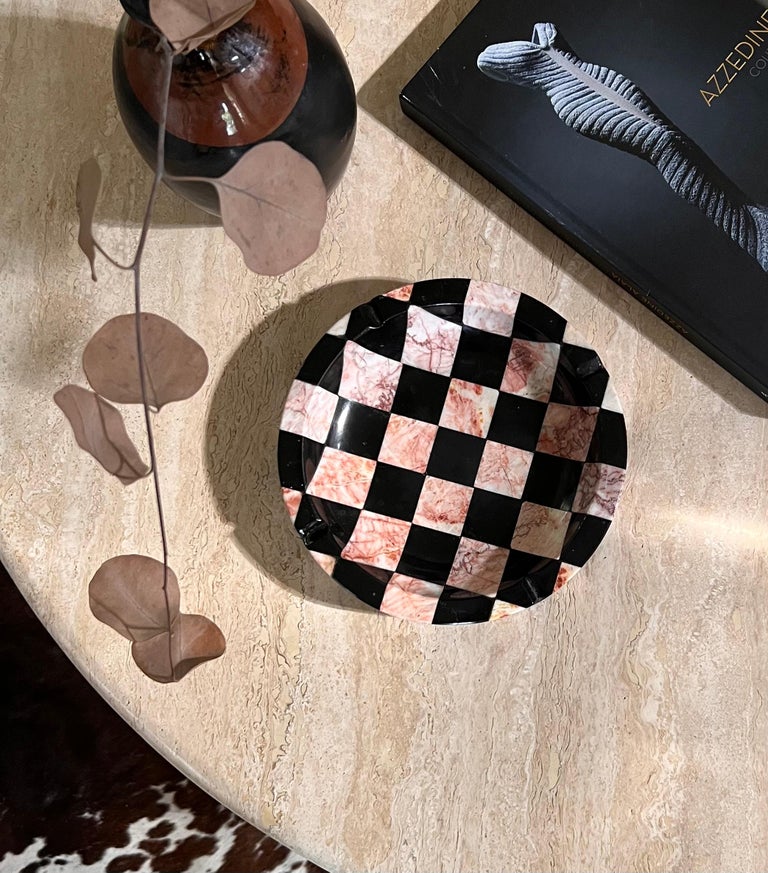 Huge Vintage Italian Marble Checkered Ashtray, 1960s at 1stDibs