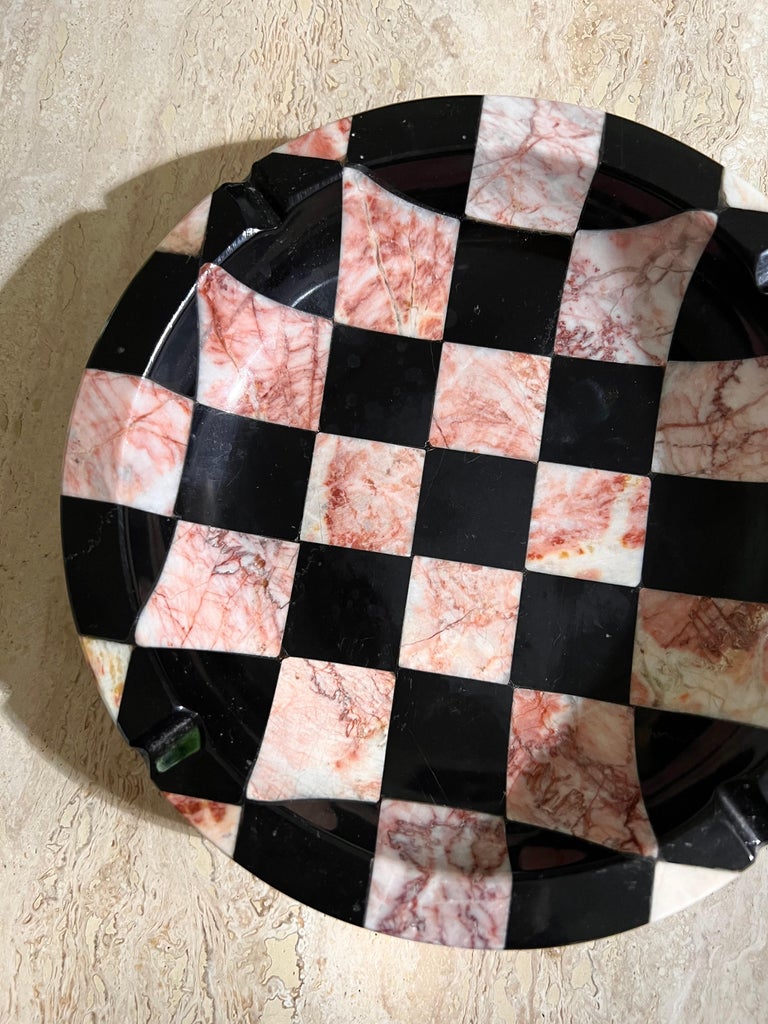 Huge Vintage Italian Marble Checkered Ashtray, 1960s at 1stDibs