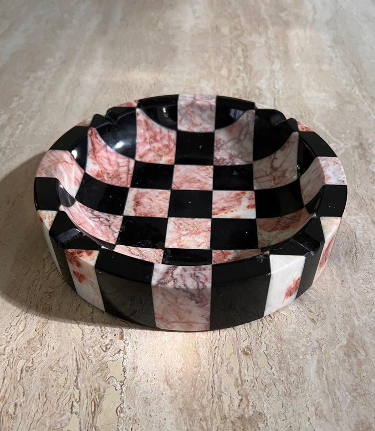 Huge Vintage Italian Marble Checkered Ashtray, 1960s at 1stDibs