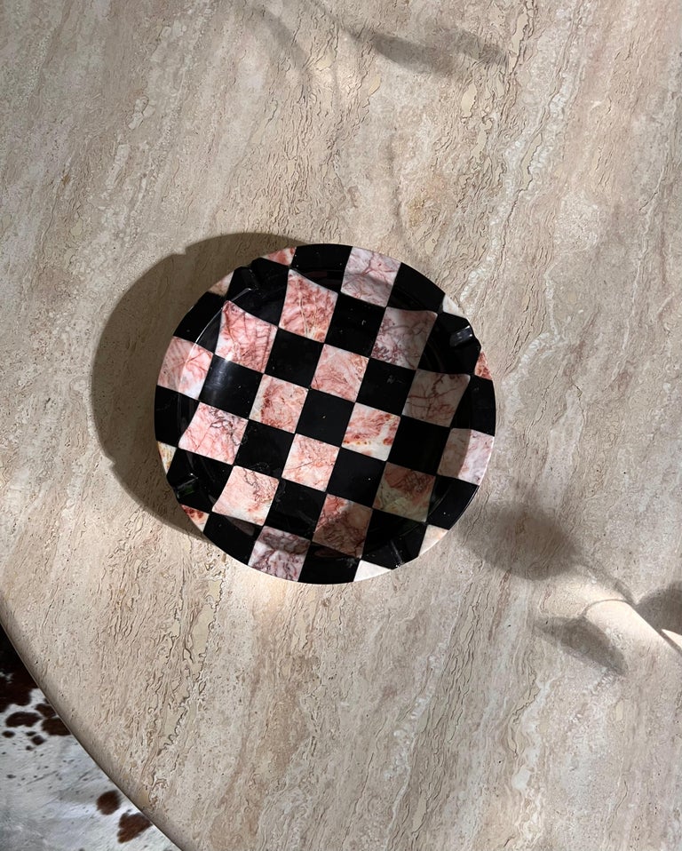 Huge Vintage Italian Marble Checkered Ashtray, 1960s at 1stDibs