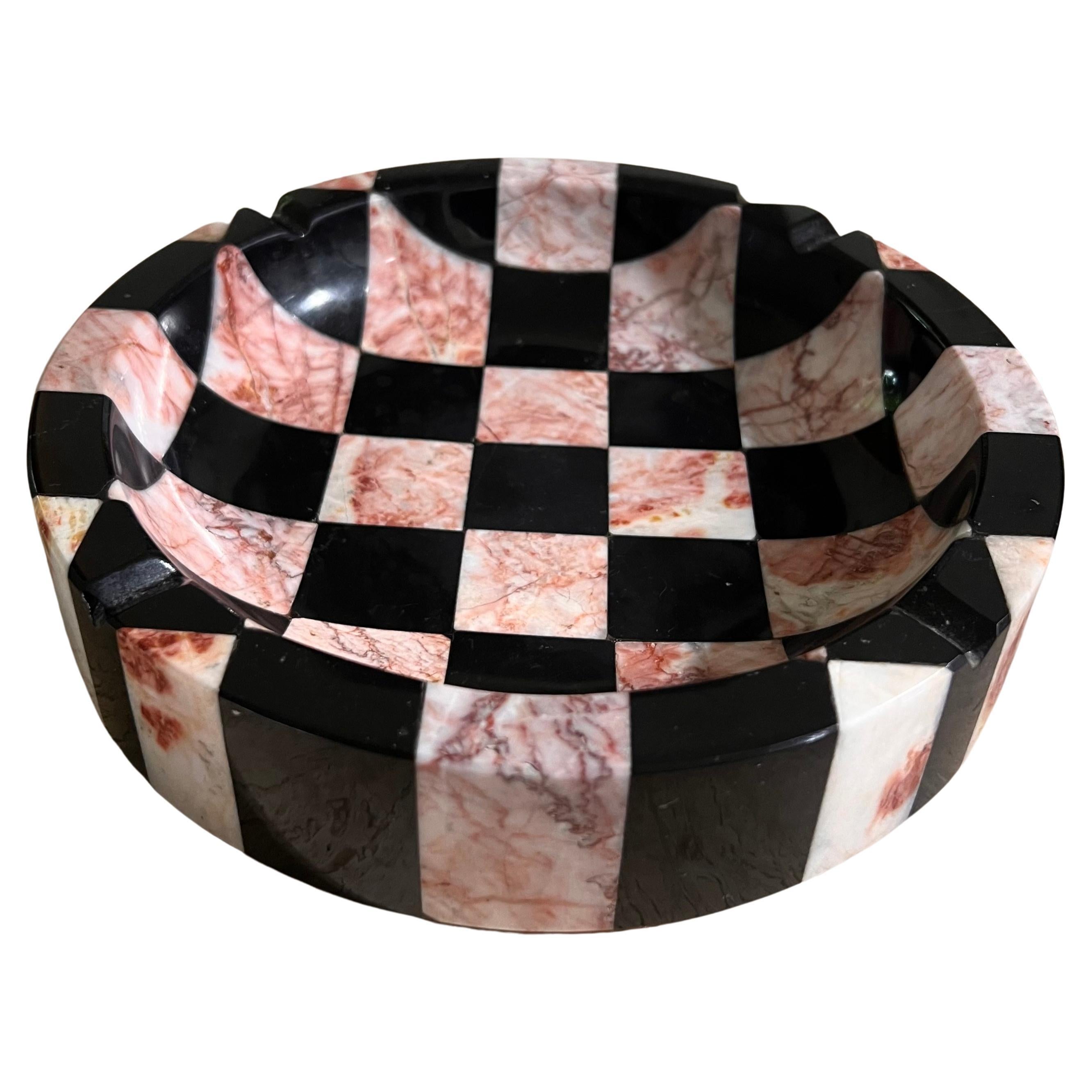 Huge Vintage Italian Marble Checkered Ashtray, 1960s at 1stDibs