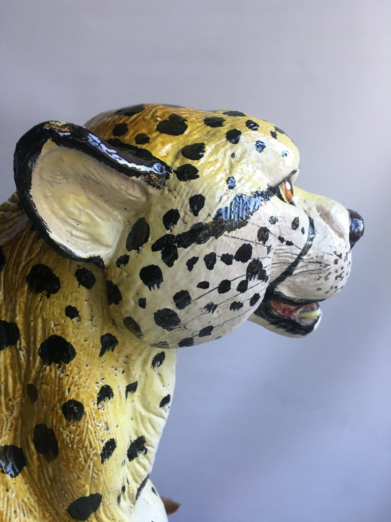 Huge Vintage Italian Terracotta Cheetah Statue at 1stDibs