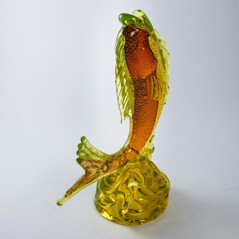 Huge Vintage Murano Fish on Conch Shell Base For Sale at 1stdibs