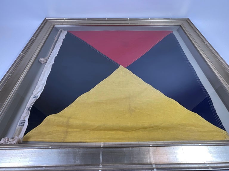 Huge Vintage Nautical Signal Flag in Frame For Sale at 1stDibs