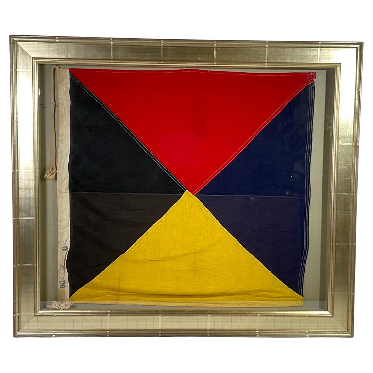 Huge Vintage Nautical Signal Flag in Frame For Sale at 1stDibs