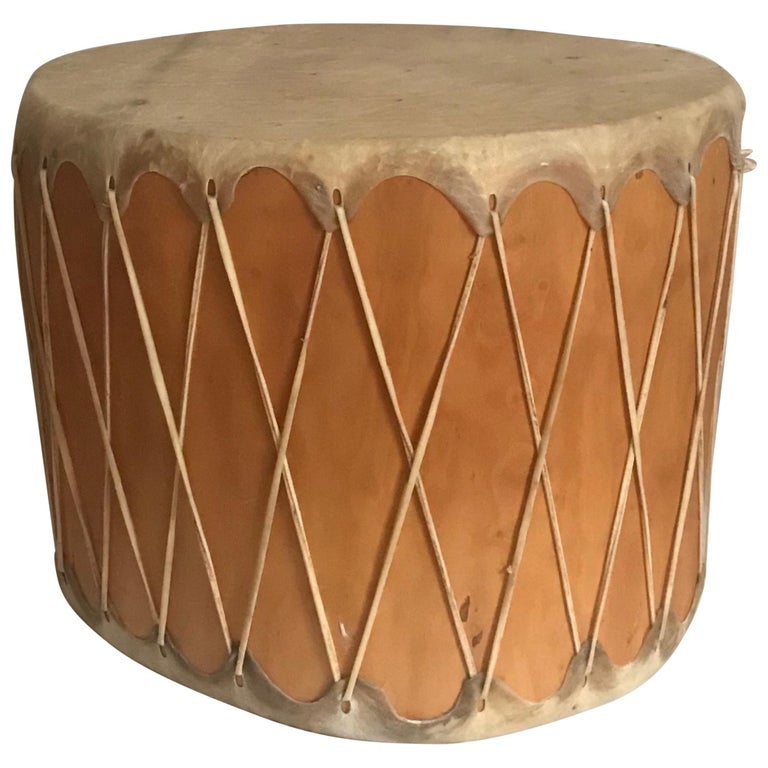 Huge Vintage Pueblo Native American Double-Sided Drum at 1stDibs