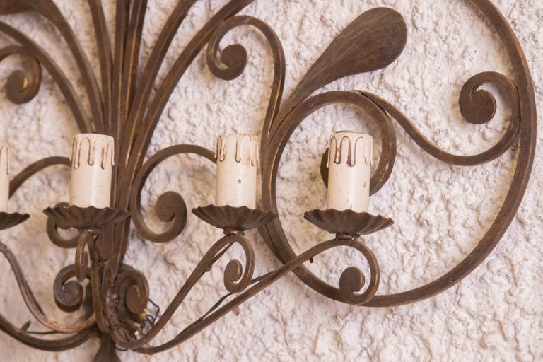 Huge Vintage Wrought Iron Applique, Italy, 1950s For Sale at 1stDibs