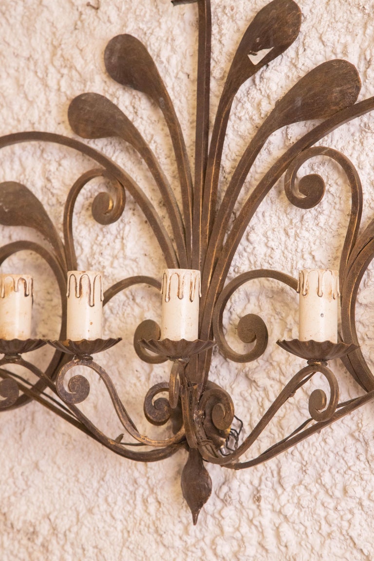Huge Vintage Wrought Iron Applique, Italy, 1950s For Sale at 1stDibs