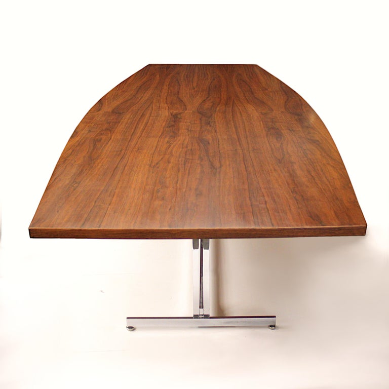Huge Walnut and Chrome Mid-Century Modern Conference Table by Hugh ...