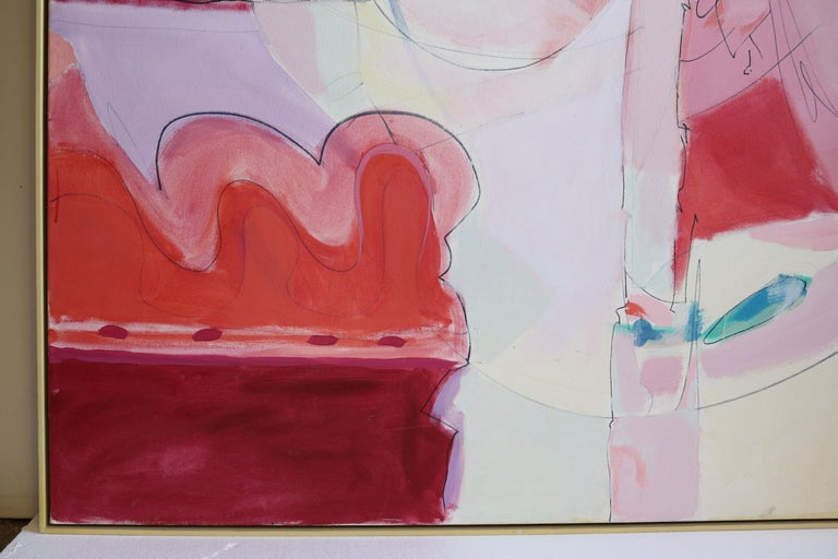 Huge Wesley Johnson Abstract Oil Painting in Variation of Pink at 1stDibs