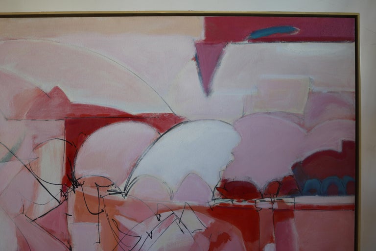 Huge Wesley Johnson Abstract Oil Painting in Variation of Pink at 1stDibs