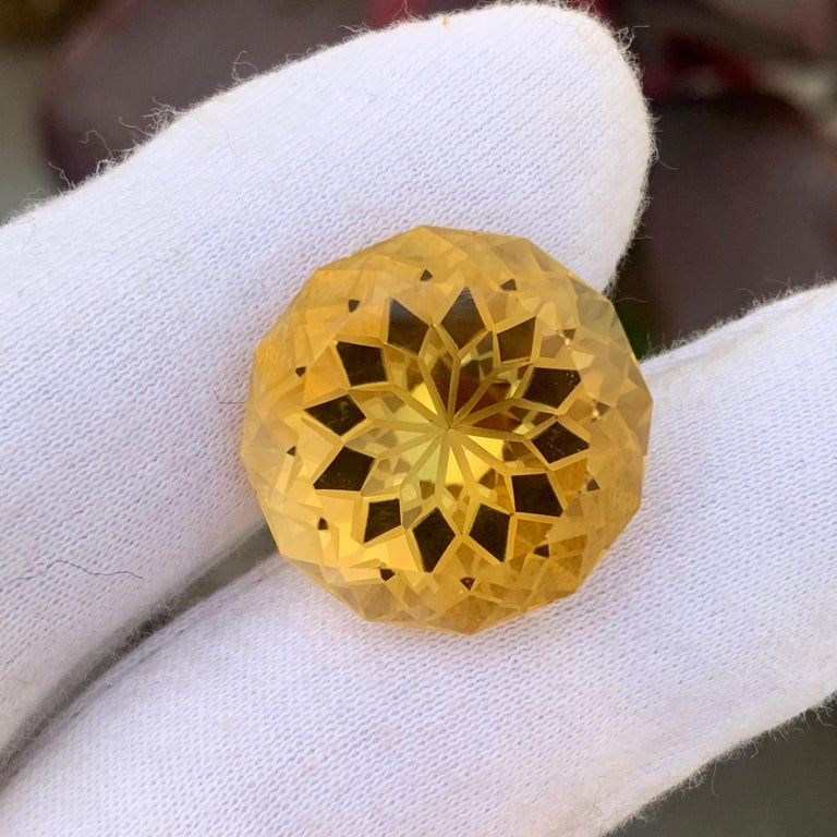 Huge Yellow 38.70 Carat Loose Citrine Flower Round Cut from Brazil For ...
