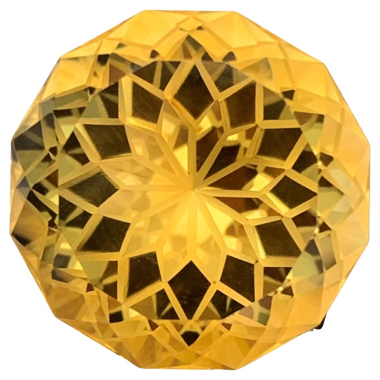 Huge Yellow 38.70 Carat Loose Citrine Flower Round Cut from Brazil For ...