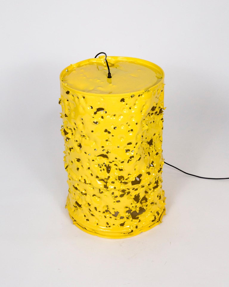Huge Yellow Bullet Hole Can Lamp by Charles Linder For Sale at 1stDibs
