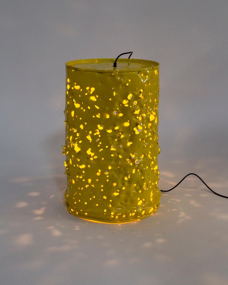 Huge Yellow Bullet Hole Can Lamp by Charles Linder For Sale at 1stDibs