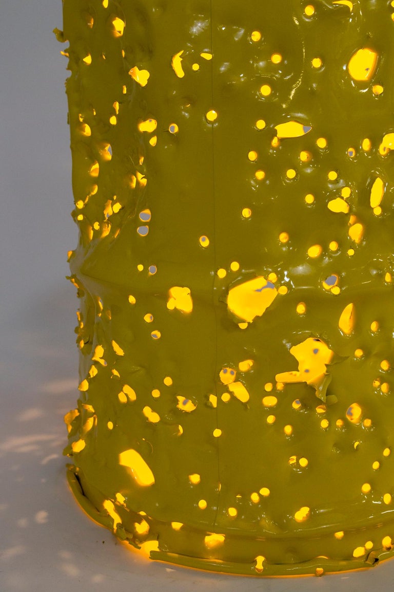 Huge Yellow Bullet Hole Can Lamp by Charles Linder For Sale at 1stDibs