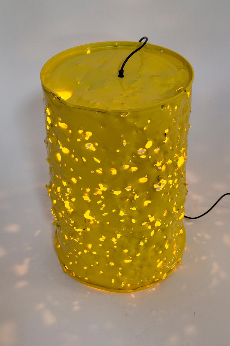 Huge Yellow Bullet Hole Can Lamp by Charles Linder For Sale at 1stDibs