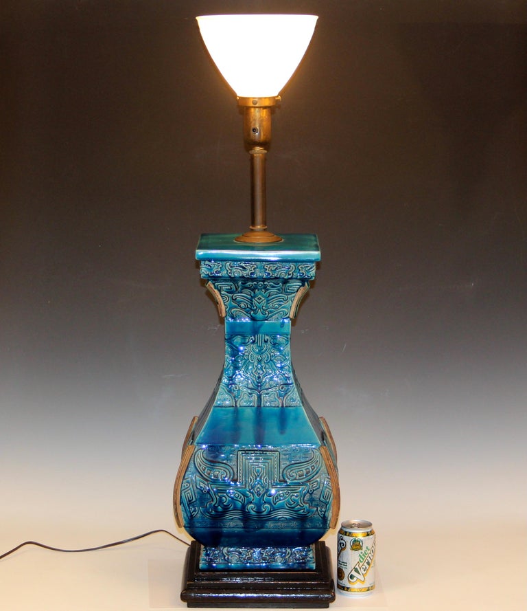Huge Zaccagnini Pottery Mid Century Italian Ming Lamp Vintage 1950's ...