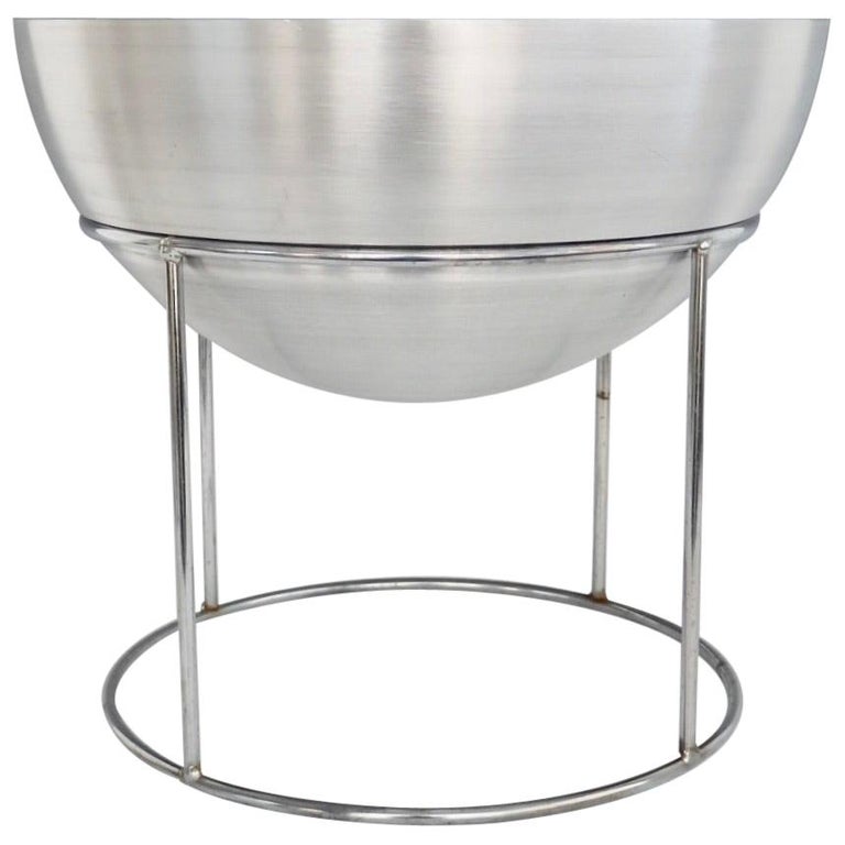 Hugh Acton Spun Aluminum Planter Pot in Chrome Steel Stand For Sale at ...
